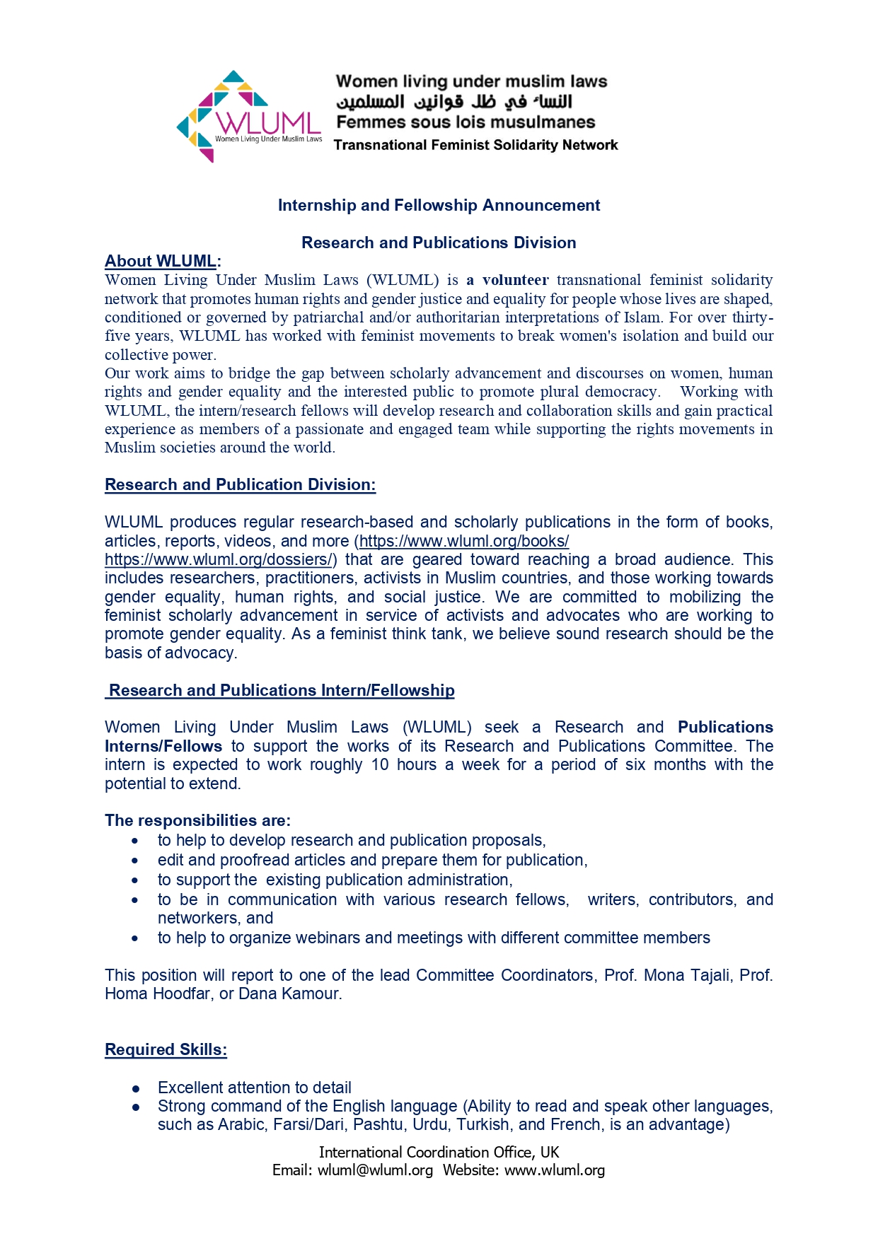 Internship and Fellowship Announcement: Research and Publications ...